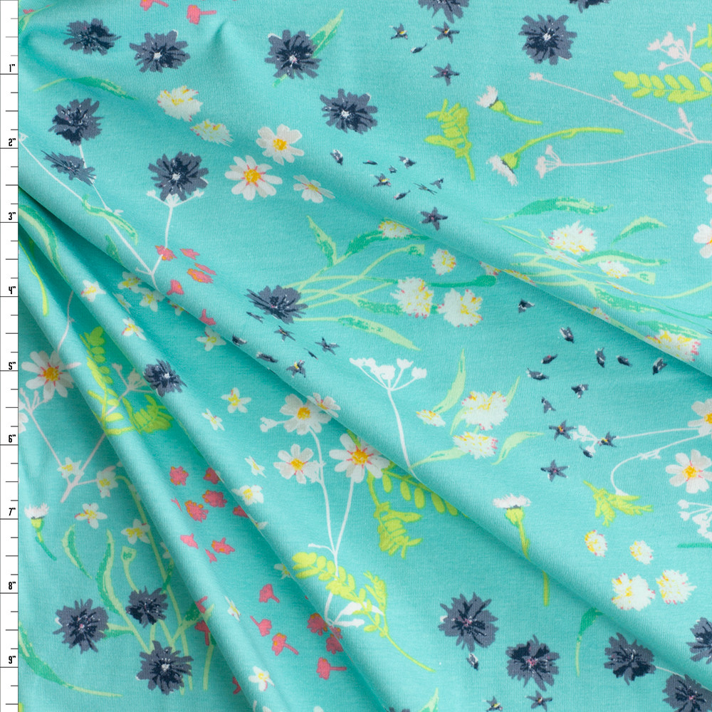 Cali Fabrics Blossom Swale Calm Cotton/Spandex Jersey Knit from Art ...