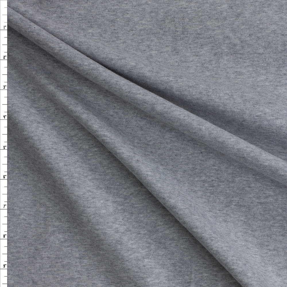 Cali Fabrics Heather Grey Cotton Micro Rib Knit #29102 Fabric by the Yard