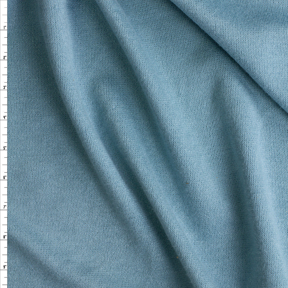 Cali Fabrics Dusty Blue Brushed Double Sweater Knit #29108 Fabric by ...