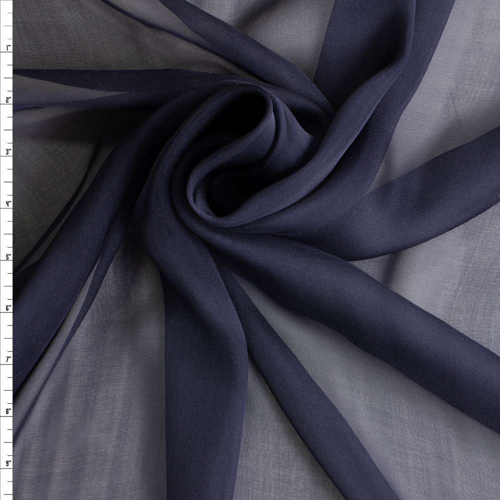 Cali Fabrics Dark navy Silk Two-tone Chiffon #29222 Fabric by the Yard