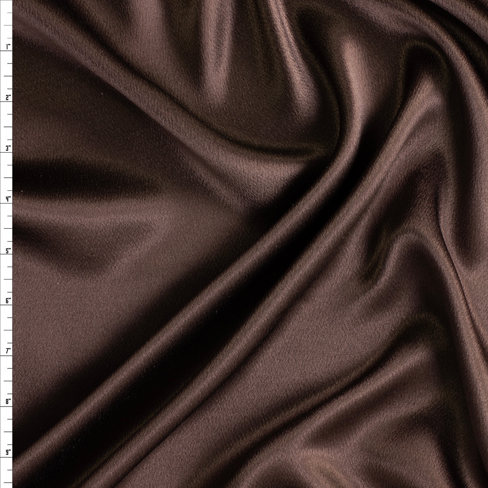 Cali Fabrics Espresso Silk crepe back satin #29275 Fabric by the Yard