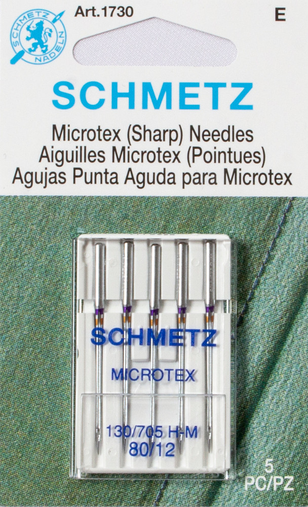 Cali Fabrics Schmetz Microtex (Sharp) Needle 5-Pack (Size 80/12) Fabric ...