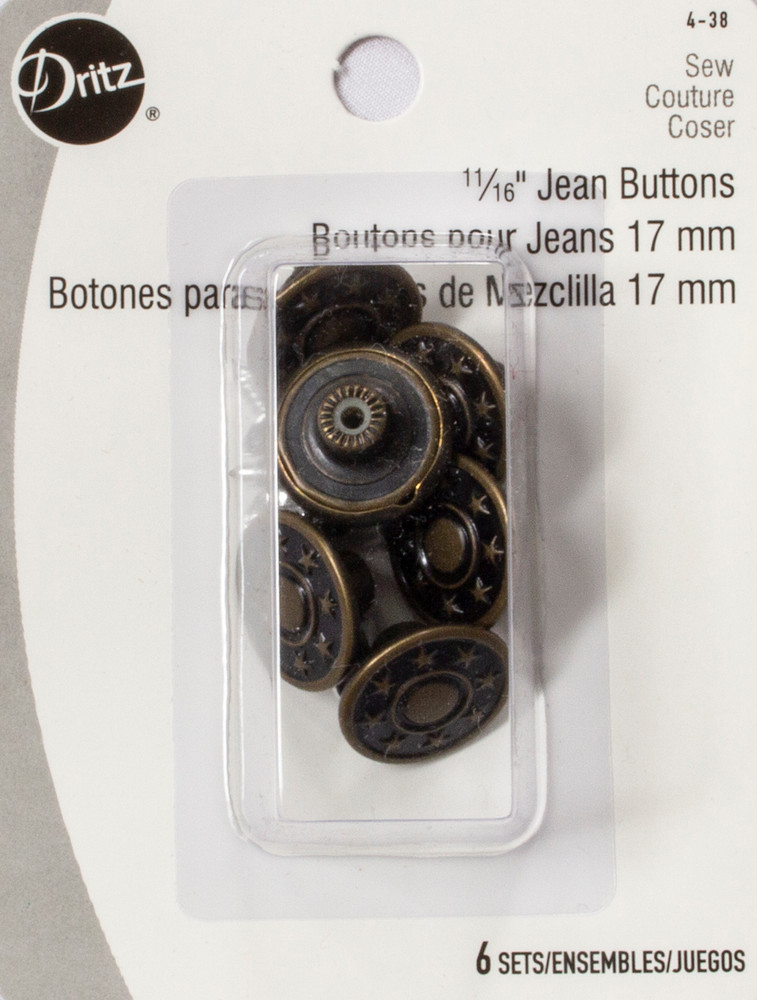 Cali Fabrics Dritz Antique Brass 11/16" Jean Buttons Fabric by the Yard