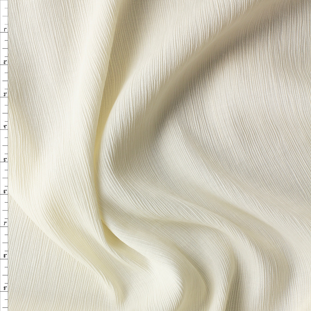Cali Fabrics Ivory NYC Designer Rayon Crinkle #29641 Fabric by the Yard