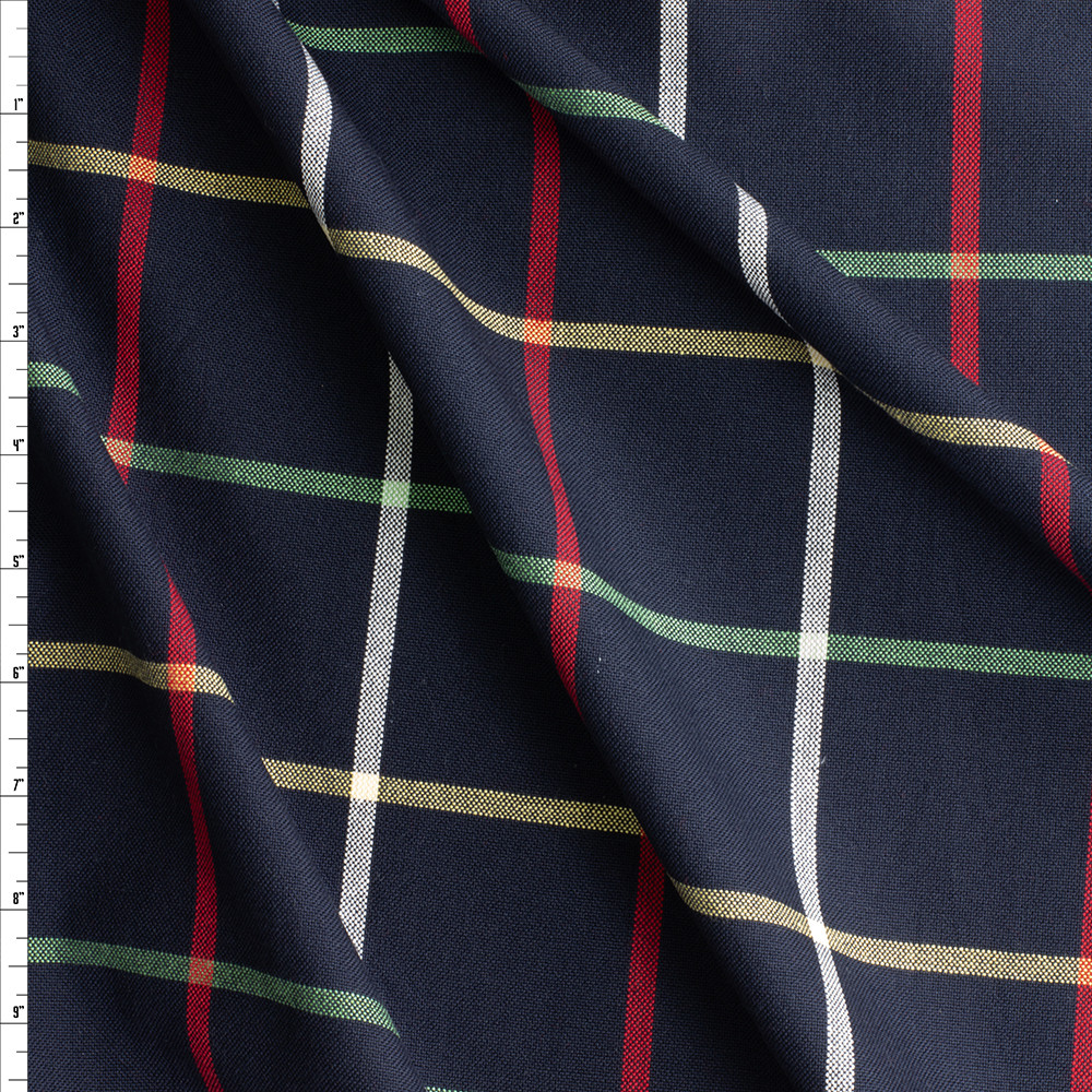 Cali Fabrics Navy, Red, Green, Yellow, and White Designer Cotton Oxford ...