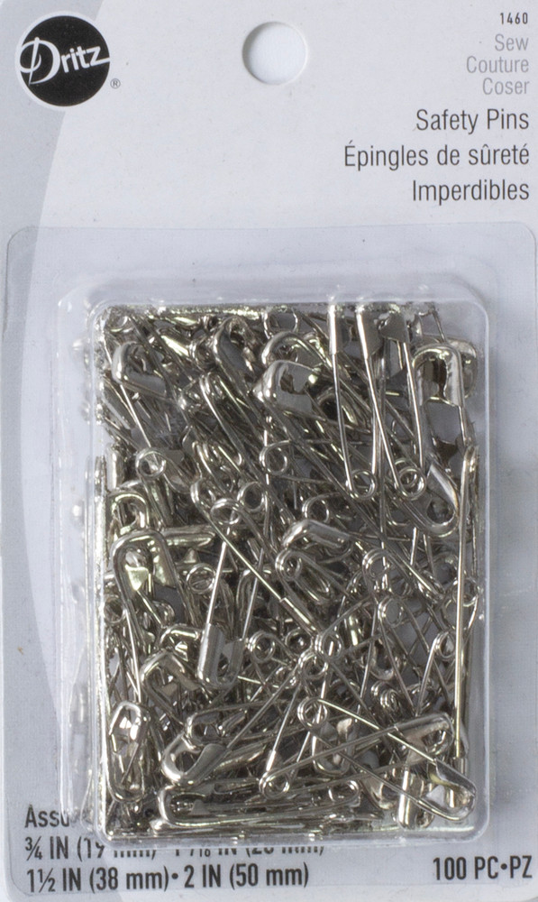 Cali Fabrics Dritz Safety Pins Assorted Sizes - 100 pcs Fabric by the Yard