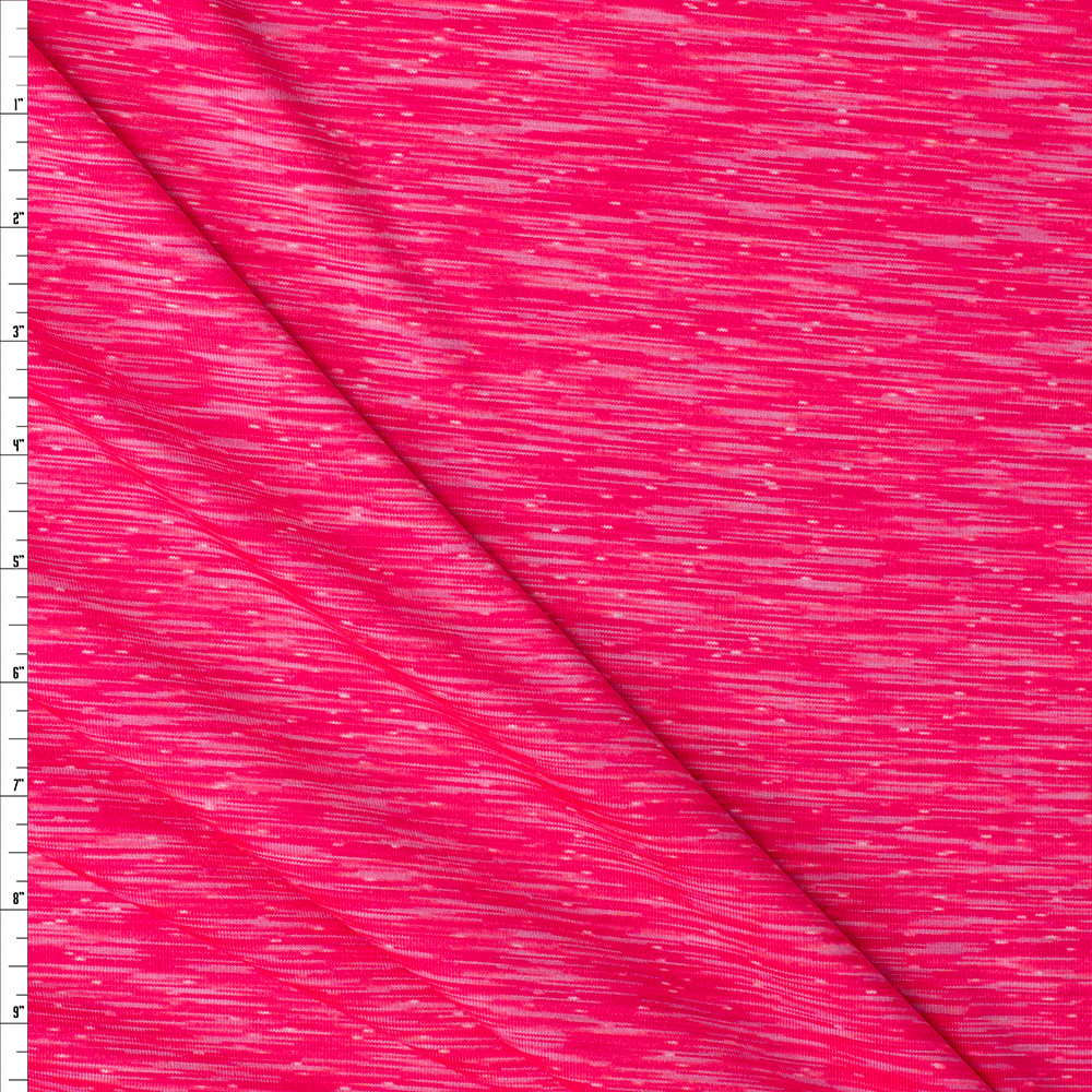 Cali Fabrics Neon Pink Space Dye Stretch Moisture Wicking Athletic Knit ...
