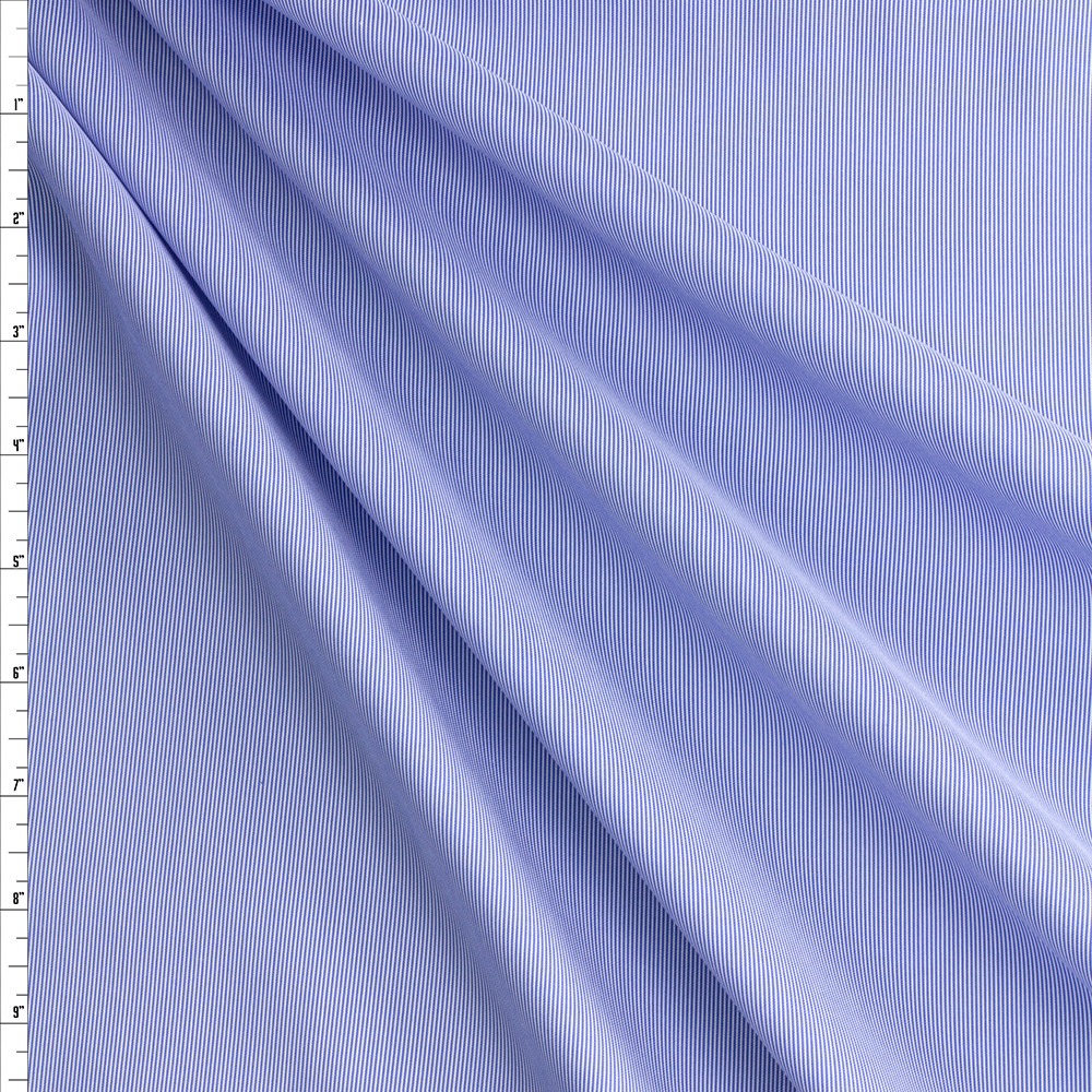 Cali Fabrics Blue and White Micro Textured Stripe NYC Designer Cotton ...