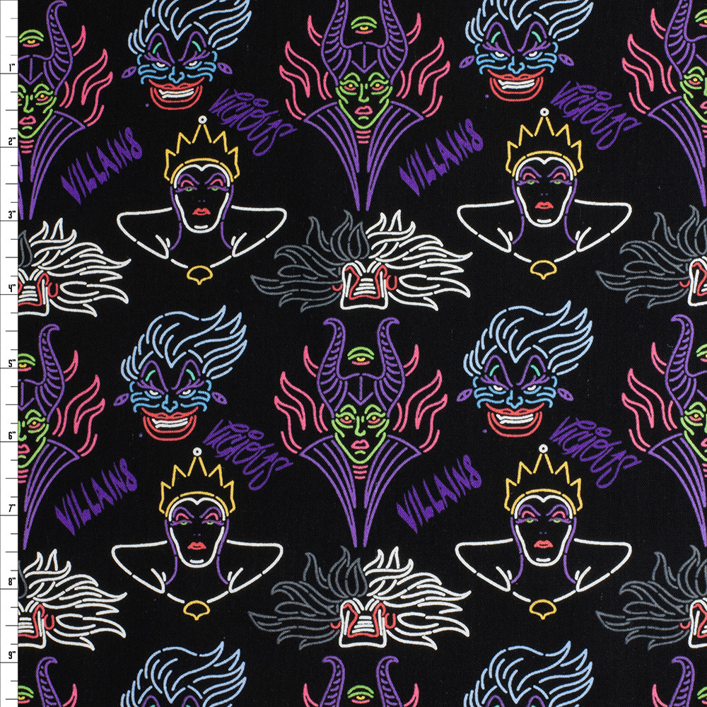 Cali Fabrics Disney Villain Outline Quilter’s Cotton from Spring ...