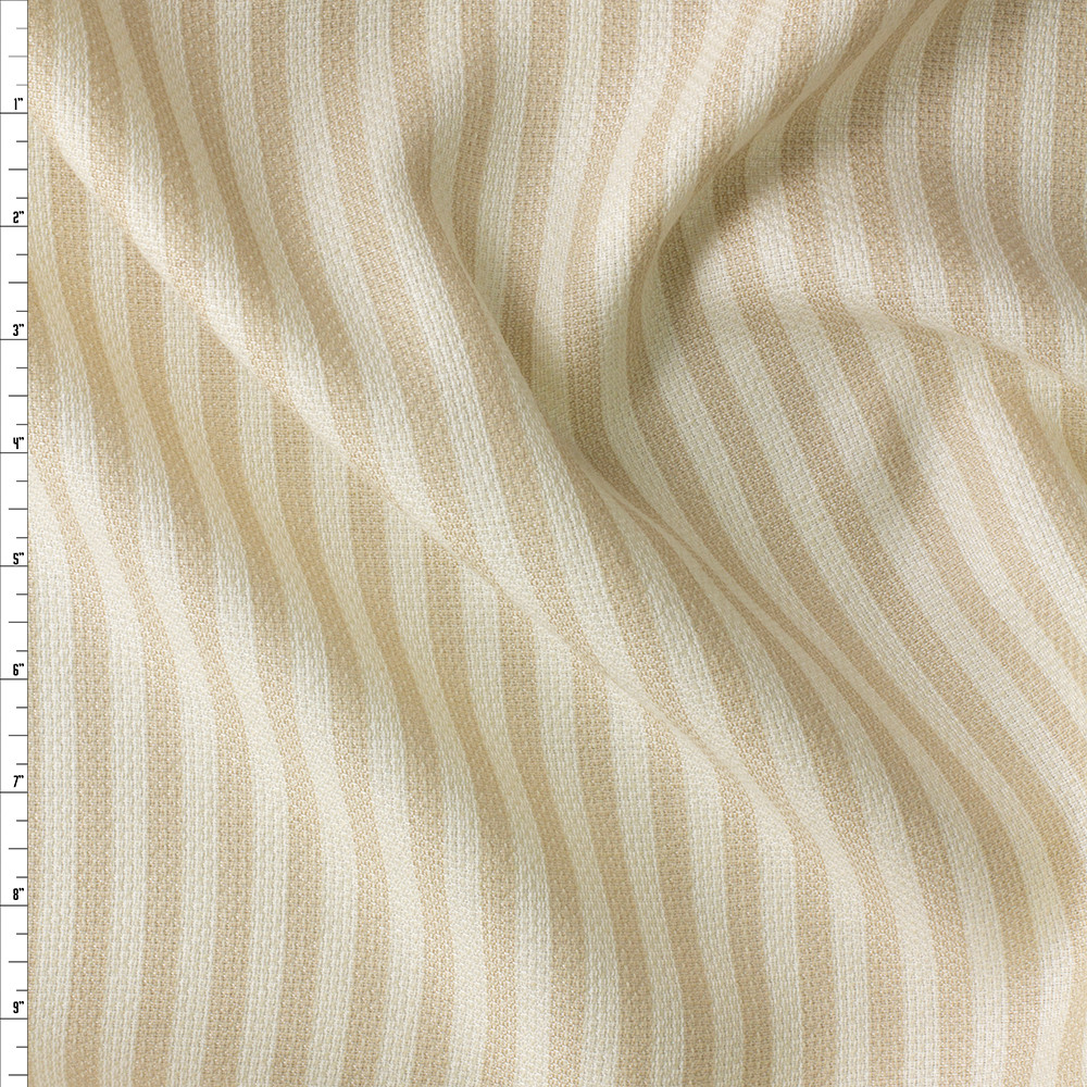 Cali Fabrics Tan and Offwhite Vertical Stripe Textured Italian Rayon ...
