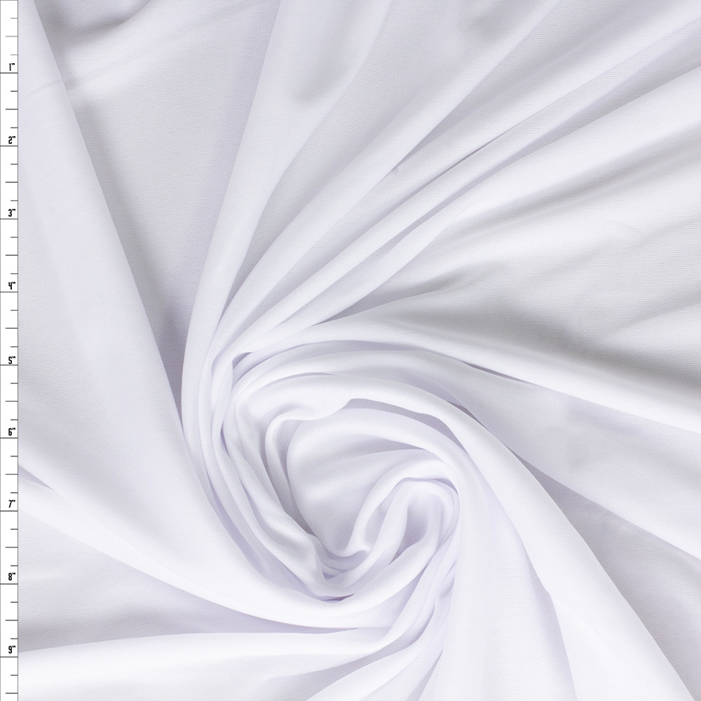 Cali Fabrics White 70 Denier Poly Interlock Knit #30347 Fabric by the Yard