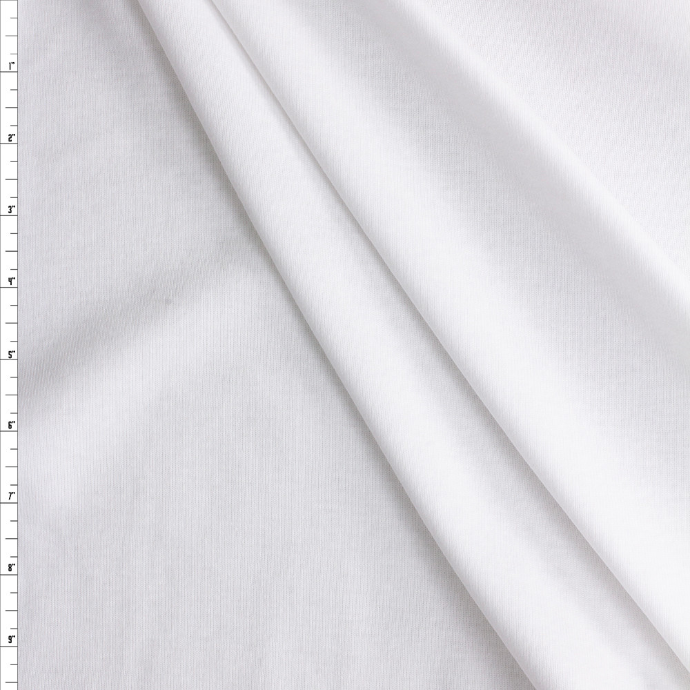 Cali Fabrics White Cotton Micro Rib Knit #30373 Fabric by the Yard