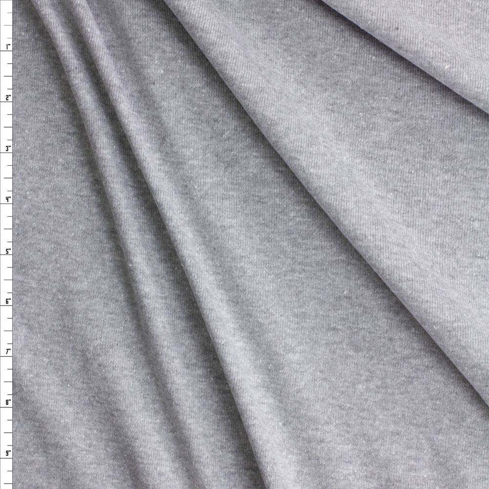 Cali Fabrics Heather Grey Cotton Micro Rib Knit #30374 Fabric by the Yard