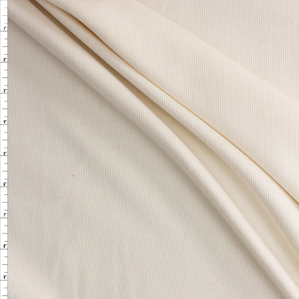Cali Fabrics Offwhite Cotton Micro Rib Knit #30375 Fabric by the Yard