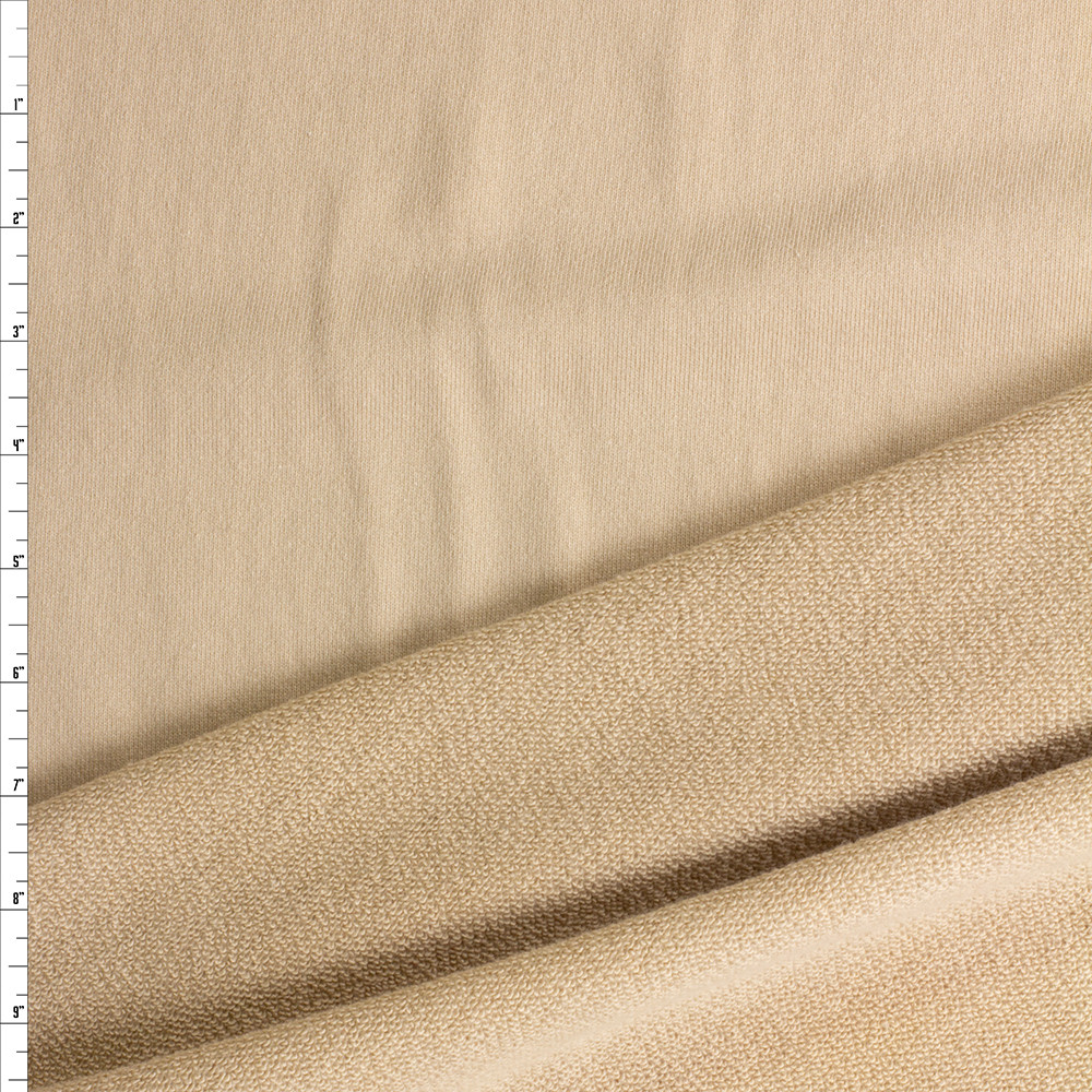 Cali Fabrics Light Tan Cotton French Terry #30393 Fabric by the Yard