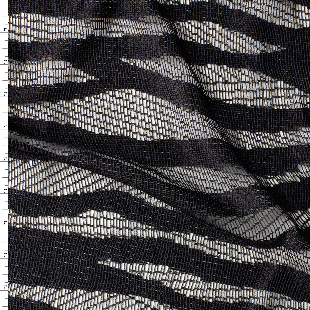 Cali Fabrics Black on Black Tiger Lace #30407 Fabric by the Yard