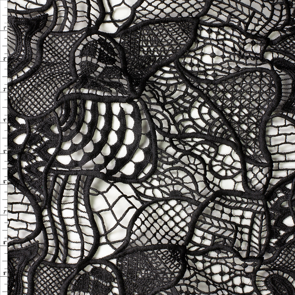 Cali Fabrics Black Patchwork Pattern Designer Lace #30421 Fabric by the ...