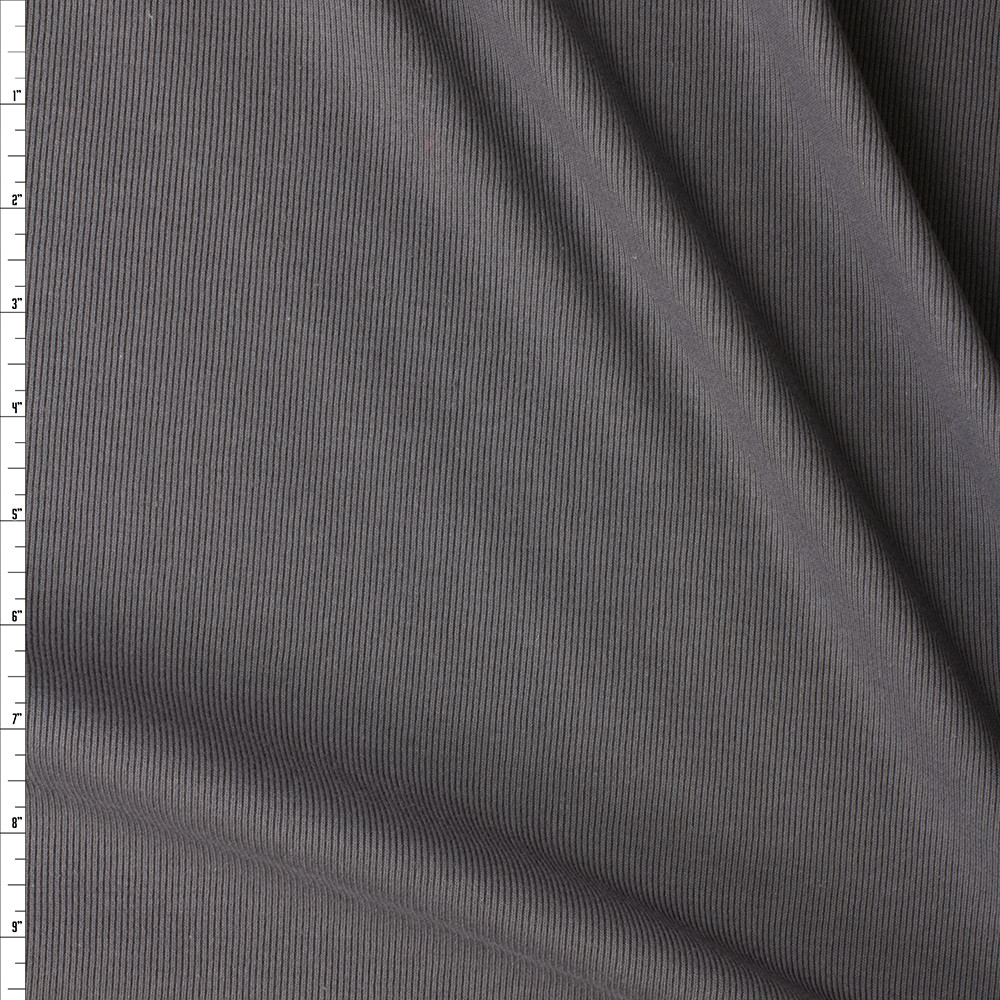 Cali Fabrics Charcoal Cotton Micro Rib #30430 Fabric by the Yard