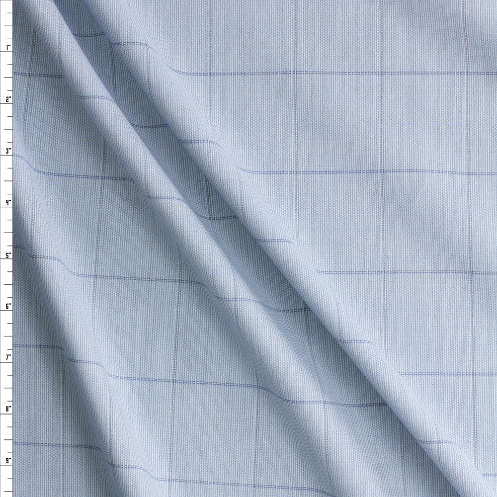 Cali Fabrics Baby Blue Windowpane Plaid Stretch Wool Suiting #30506 ...