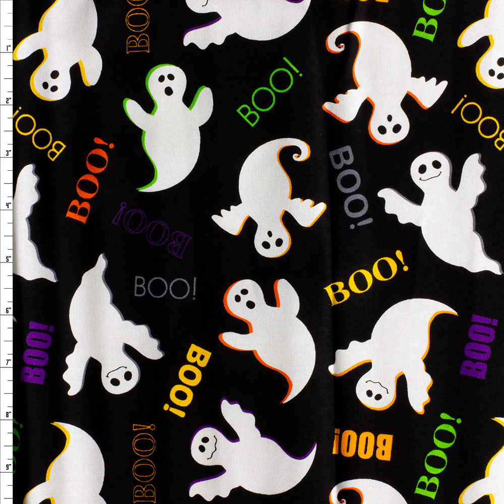 Cali Fabrics Boo! Ghosts on Black Quilter’s Cotton Fat Quarter from ...