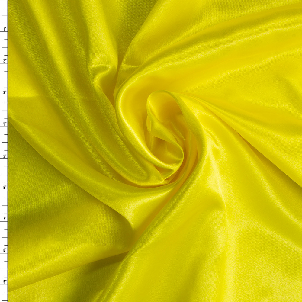 Cali Fabrics Bright Yellow Charmeuse Satin #30639 Fabric by the Yard