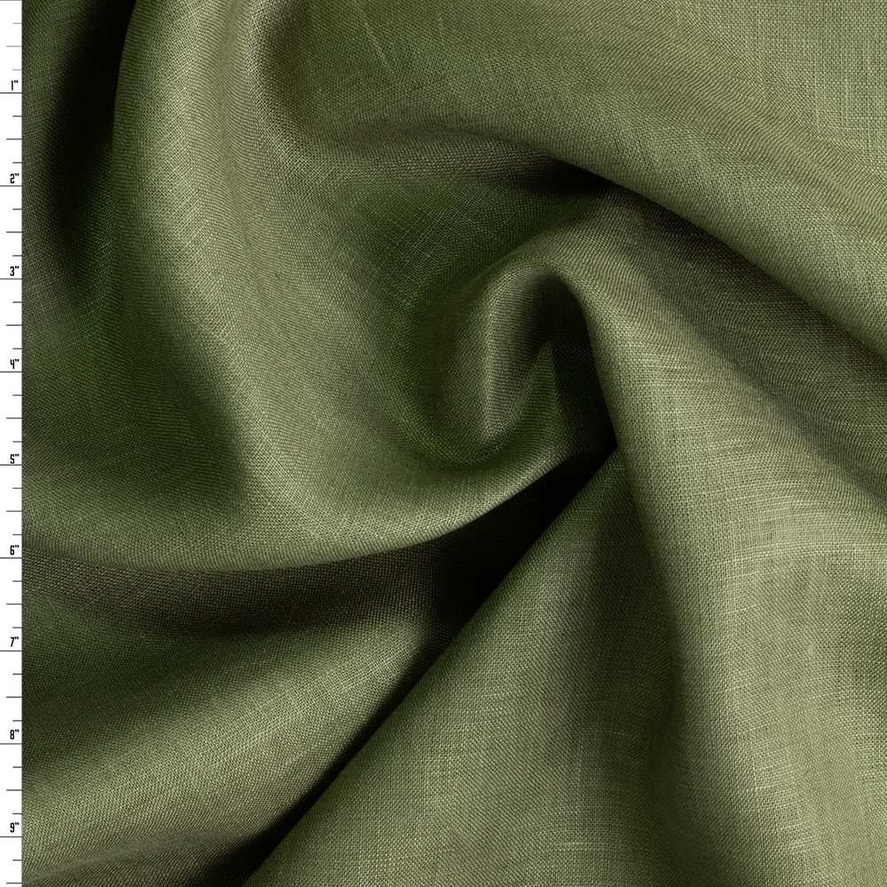Cali Fabrics Olive Green Linen #30649 Fabric by the Yard