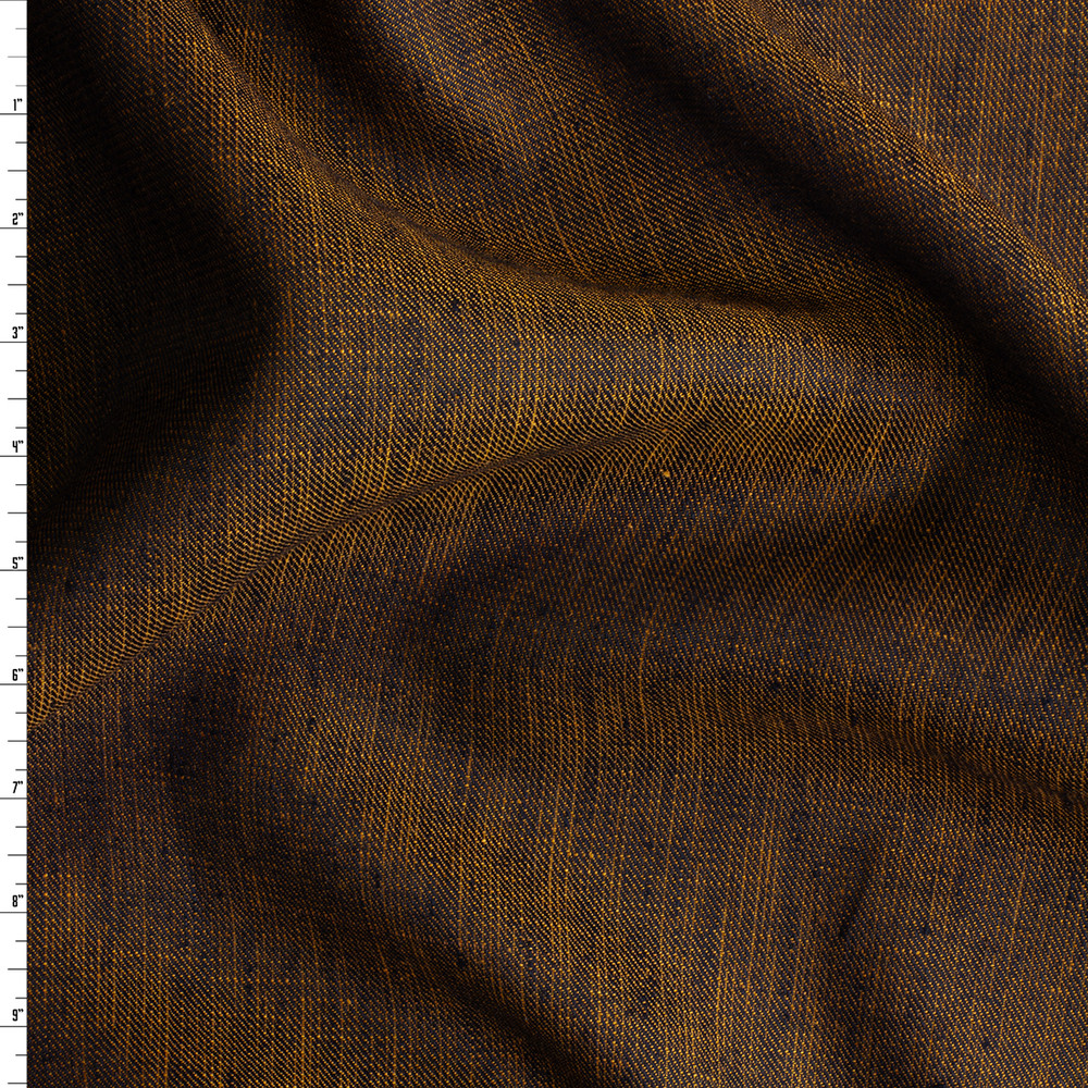 Cali Fabrics Rust Indigo Denim Weave Linen #30740 Fabric by the Yard