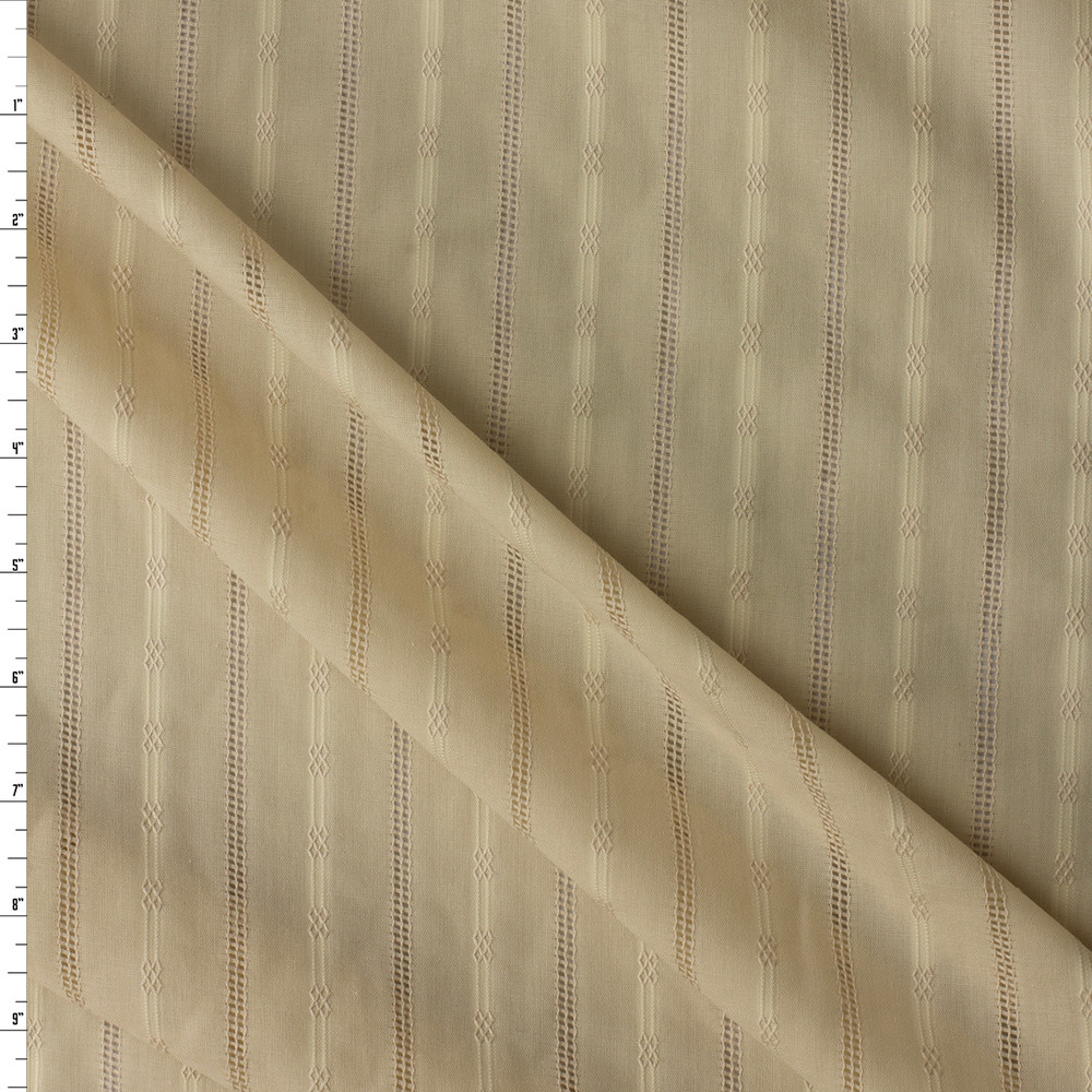 Cali Fabrics Tan Vertical Stripe Cotton Eyelet #30803 Fabric by the Yard