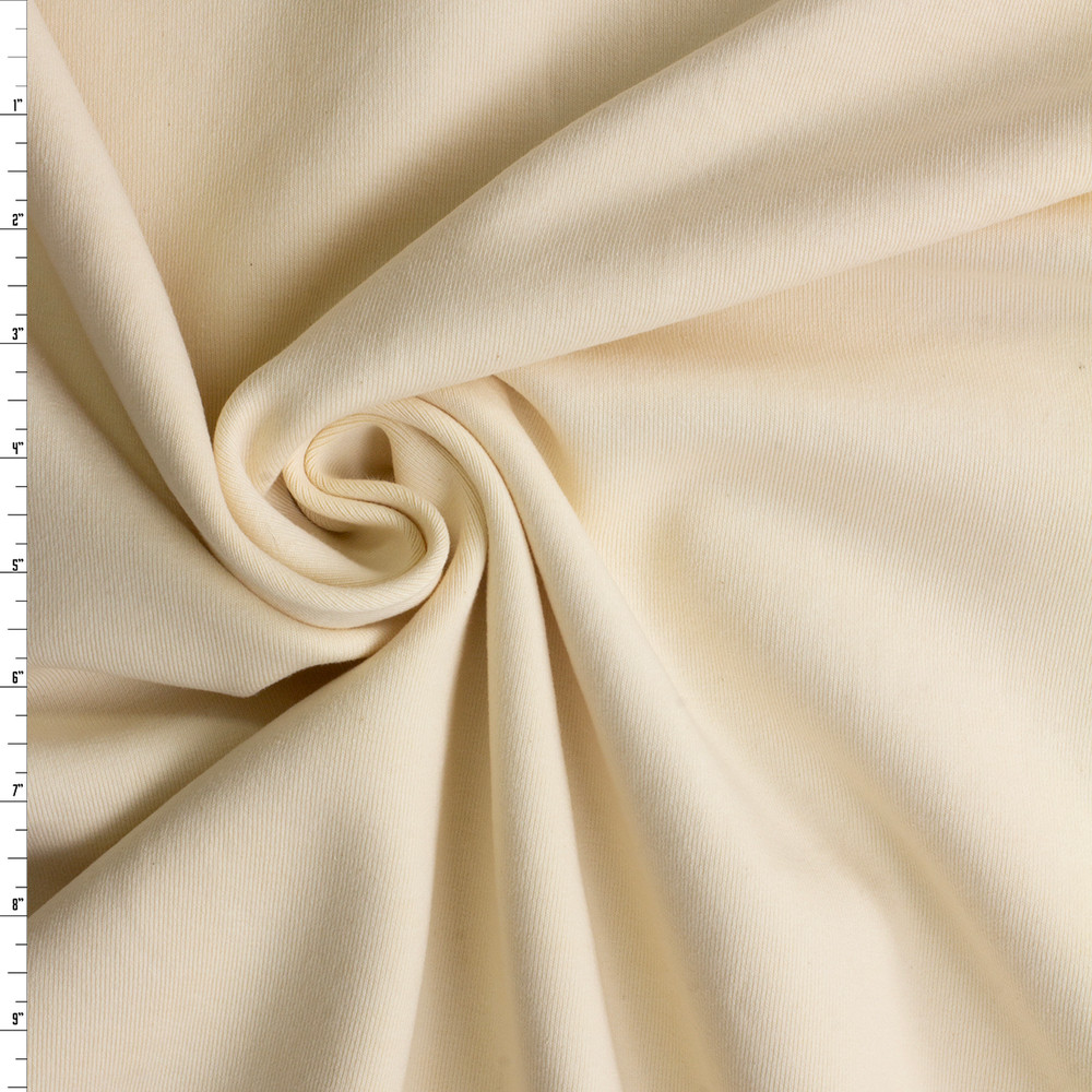 Cali Fabrics Ivory Cotton Micro Rib Knit #30935 Fabric by the Yard