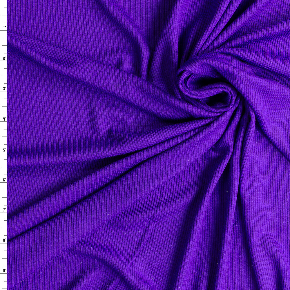 Cali Fabrics Purple Rayon Rib Knit #30941 Fabric by the Yard