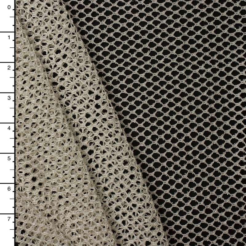 Cali Fabrics | Ivory Fishnet with Silver Metallic Sparkles