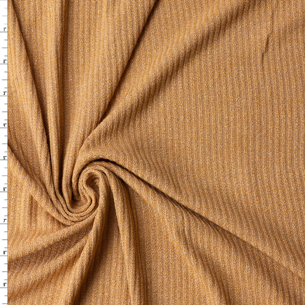 Cali Fabrics Tan Sparkle Poly/Spandex Rib Knit #31480 Fabric by the Yard