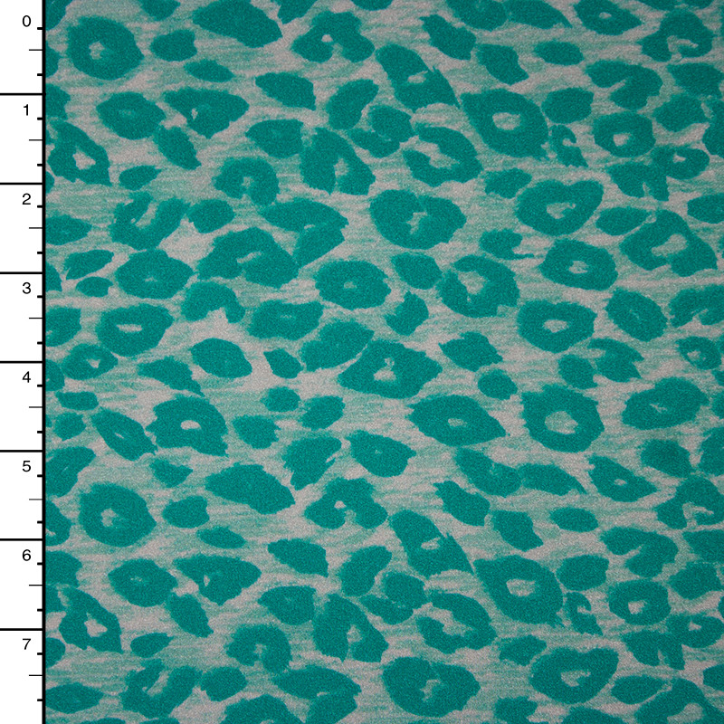 Cali Fabrics | Turquoise on White Streaked Leopard Print Nylon/Lycra