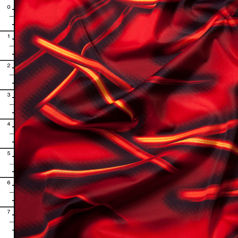 Cali Fabrics Red Abstract Streaks Stretch Nylon/Lycra Fabric by the Yard