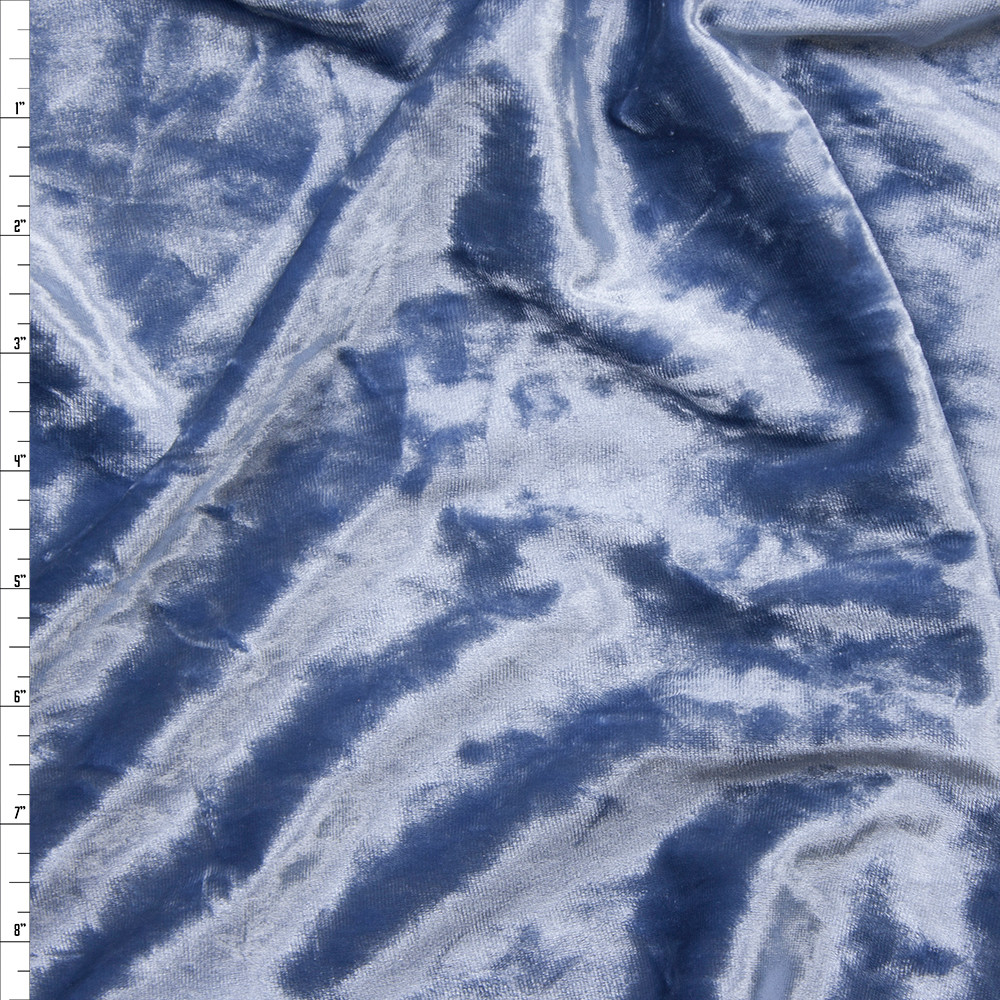 Cali Fabrics Powder Blue Crushed Stretch Velvet Fabric by the Yard