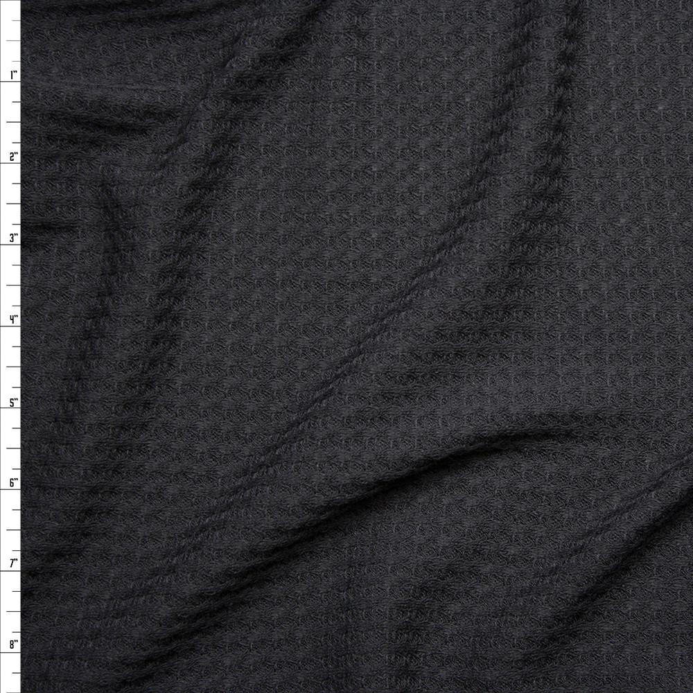 Cali Fabrics Black Soft Waffle Sweater Knit Fabric by the Yard