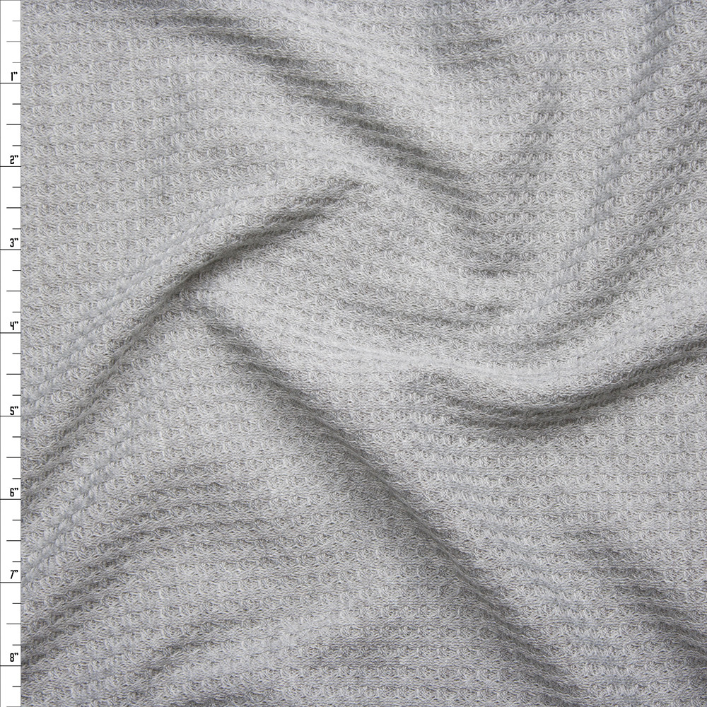 Cali Fabrics Light Grey Soft Waffle Sweater Knit Fabric by the Yard