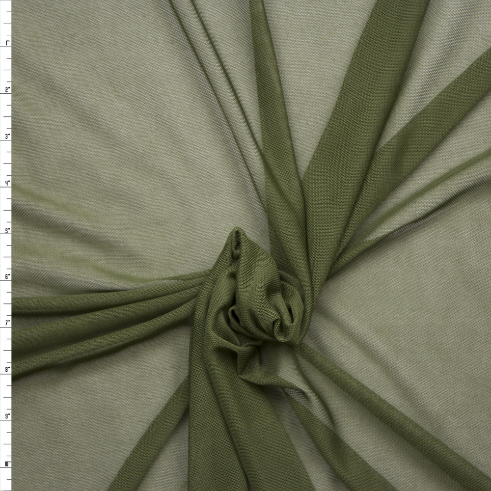 Cali Fabrics Olive Green Power Mesh Fabric by the Yard