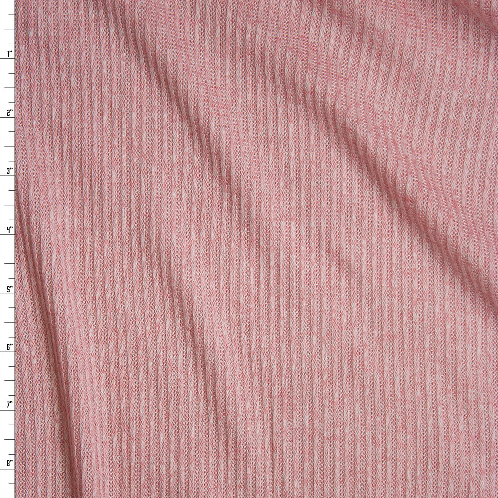 Cali Fabrics Pink Heather Ribbed Knit Fabric by the Yard