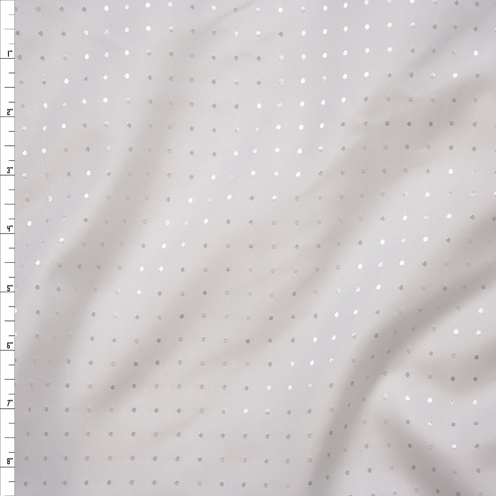 Cali Fabrics White with White Squares Poly Lining Fabric by the Yard