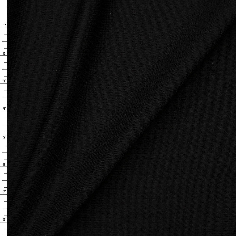 Cali Fabrics Black Heavy Midweight Stretch Ponte Fabric by the Yard