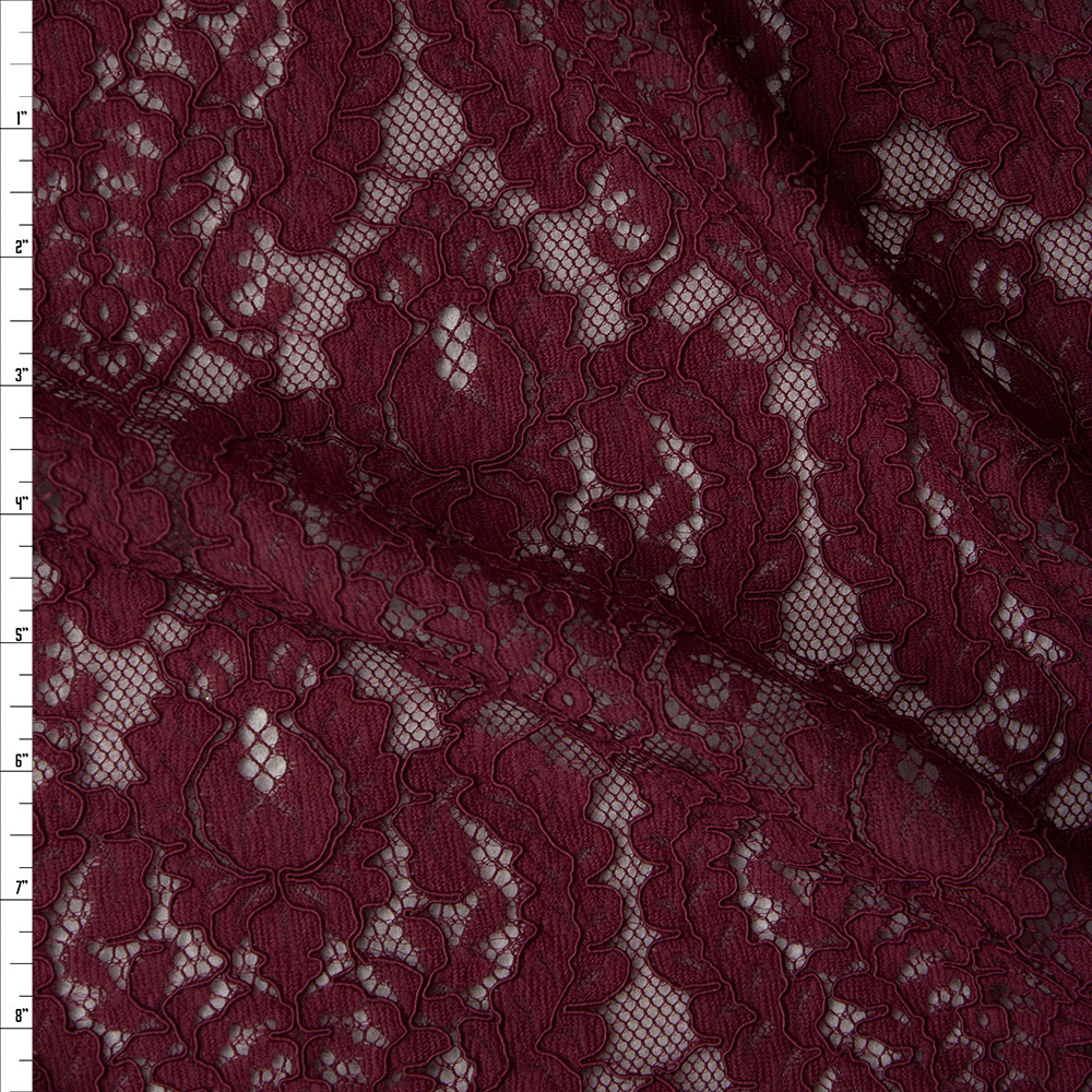 Cali Fabrics Merlot Designer Corded Lace Fabric by the Yard