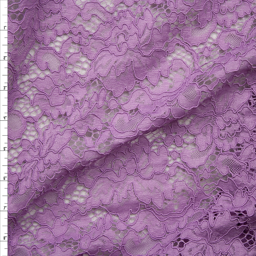 Cali Fabrics Lavender Floral Corded Lace Fabric by the Yard