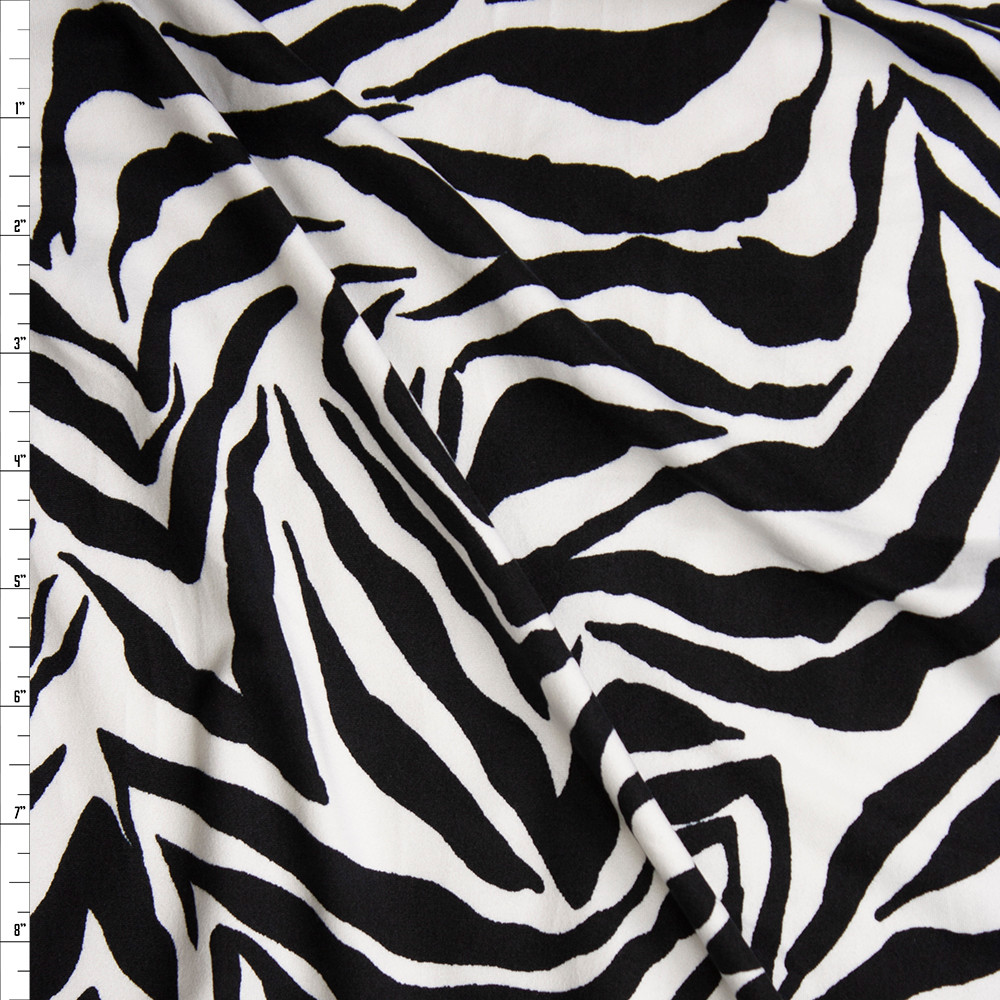 Cali Fabrics Black and White Zebra Print Double Brushed Poly Spandex ...