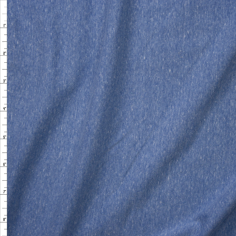 Cali Fabrics Soft Blue Heather Micro Rib Jersey Knit Fabric by the Yard
