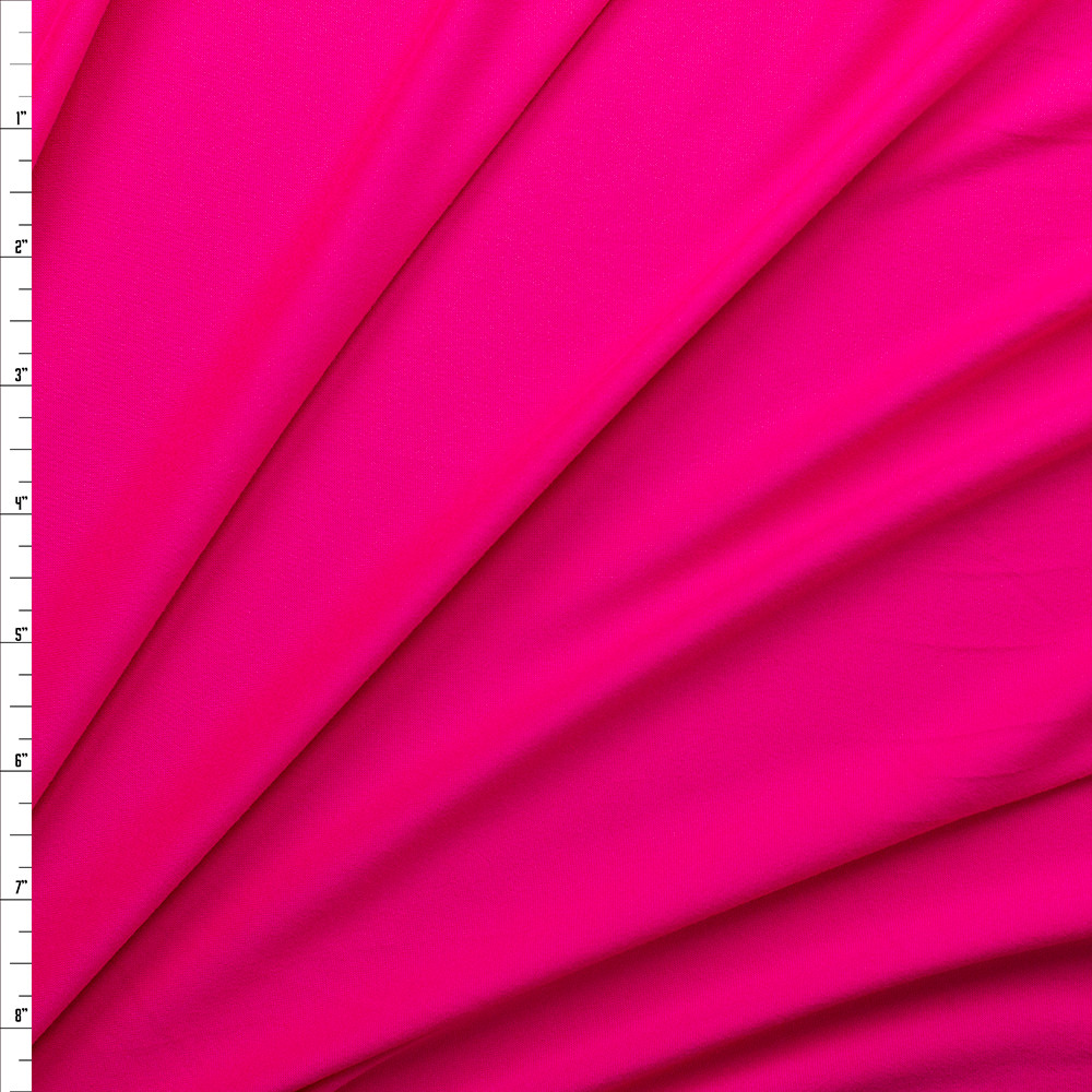 Cali Fabrics Neon Pink Double Brushed Poly Spandex Knit Fabric by the Yard