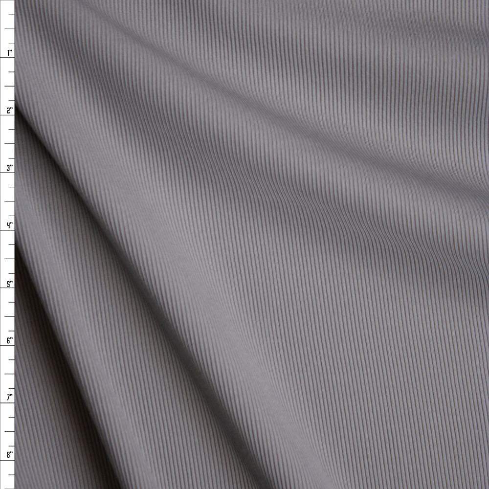 Cali Fabrics Grey Heavy Stretch Ribbed Knit Fabric by the Yard