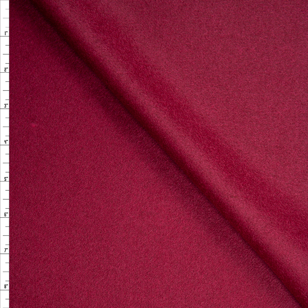 Cali Fabrics Solid Burgundy Designer Wool Coating Fabric by the Yard