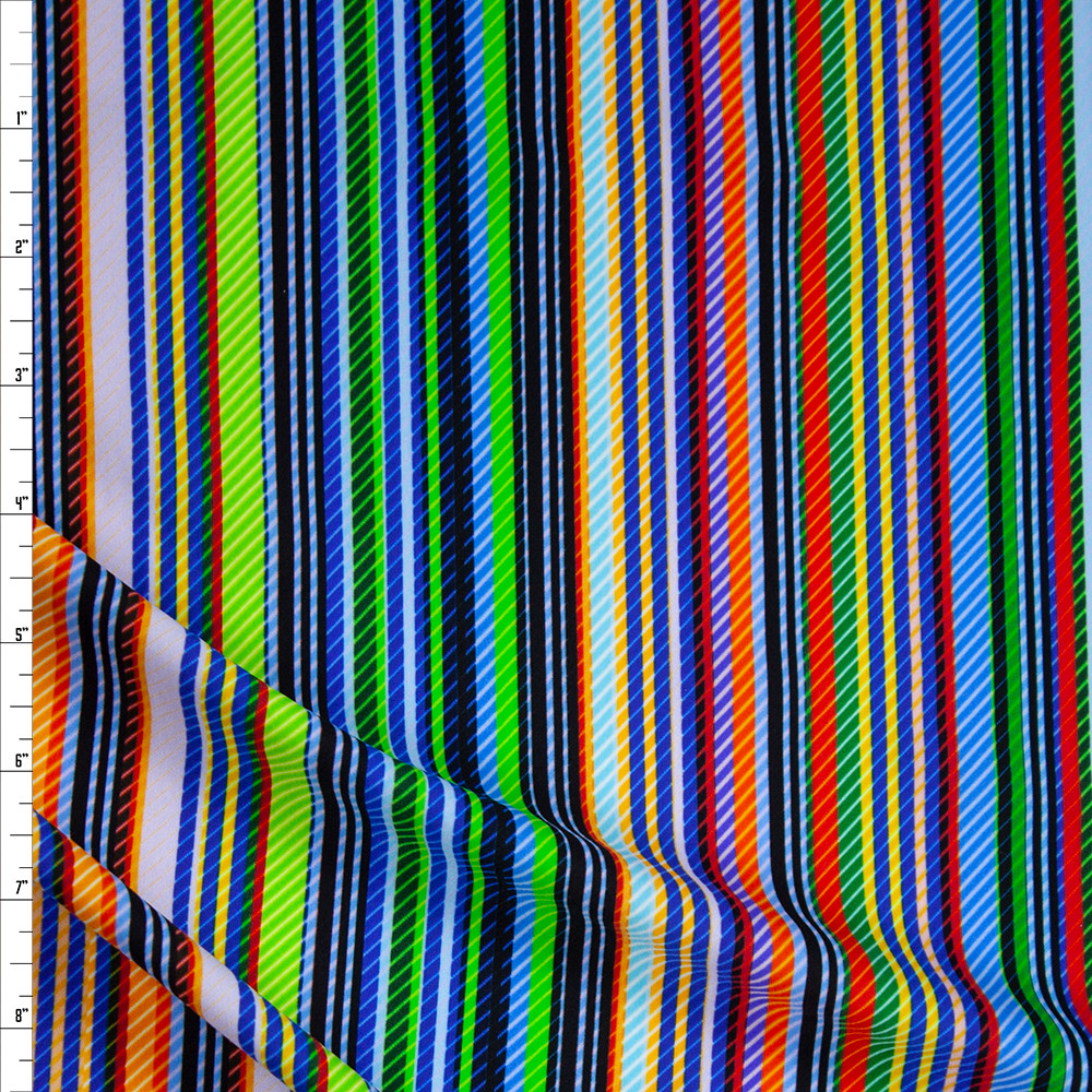 Cali Fabrics Multi Color Vertical Varied Stripe Premium Nylon/Spandex ...
