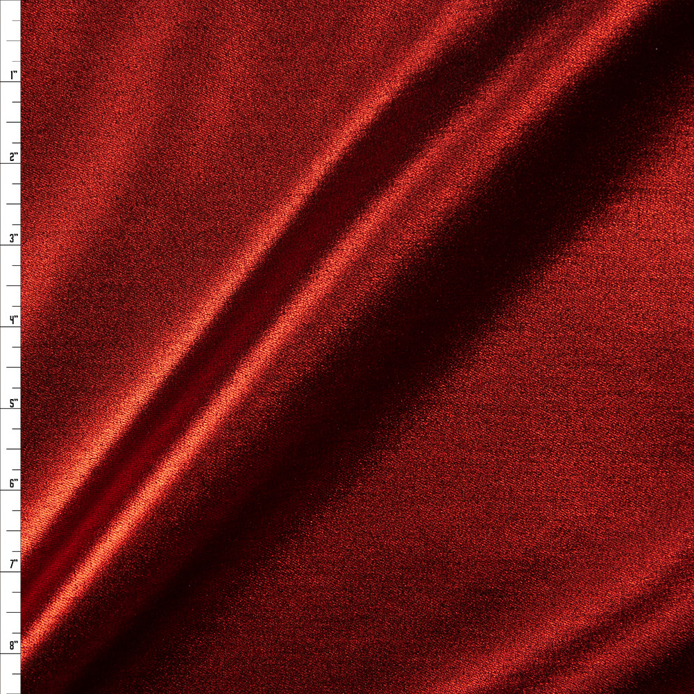 Cali Fabrics Metallic Red Designer Stretch Denim Fabric by the Yard